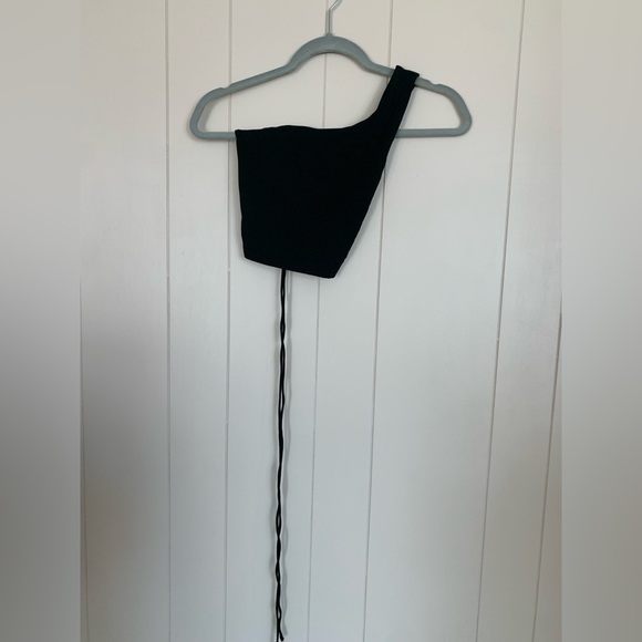 Tops | One Shoulder Lace Up Side Crop Top Black Worn Once | Poshmark